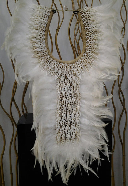 Papua Native Warrior necklace White feathers and white shells ...