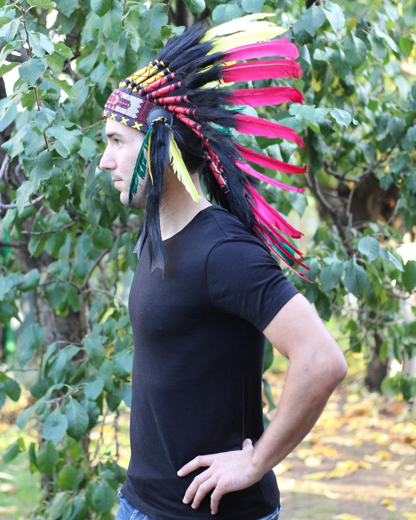 PRICE REDUCED X48 Rasta Spirit Colorful Feather Headdress ...
