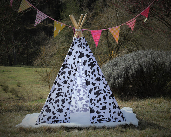tipi / tepee / tipi / teepee Tent Cow Motive . 4 POLES INCLUDED ...